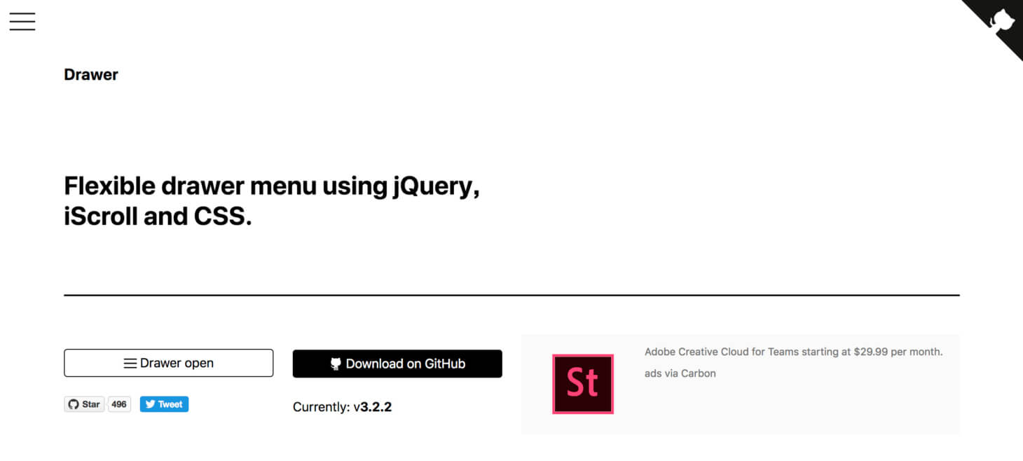 【jQuery】簡単にドロワーメニューを実装できる「Drawer」の使い方 | misoblog